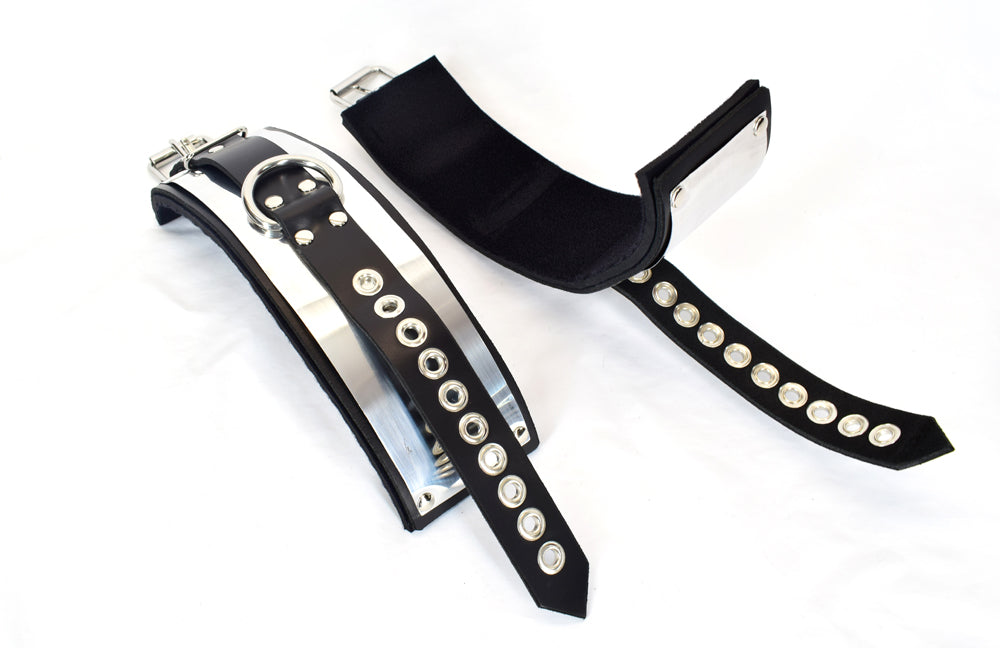 Locking Metal Band Lined Leather Ankle Bondage Cuffs – Axovus LLC